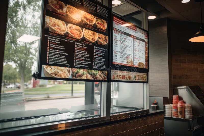 Drive-thru Window with Menu Board Offering a Variety of Easy and Quick ...