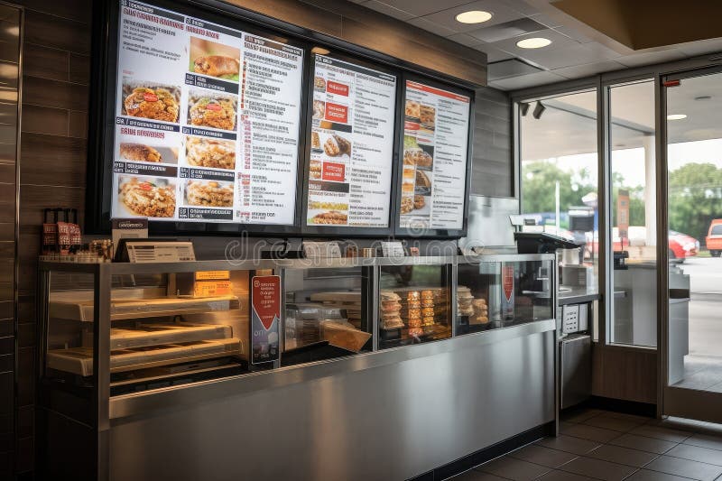 Drive-thru Window, with Menu Board and Pricing Visible, for Quick and ...