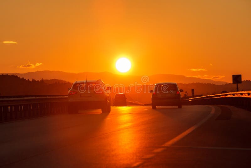 Drive to sunset stock image. Image of dark, inspiration - 119644711