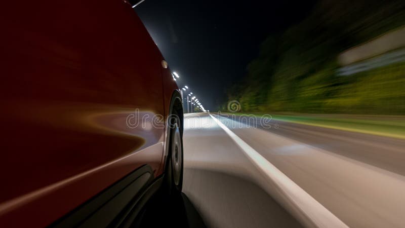 Drivelapse from Side of Car Moving on a Night Highway Timelapse ...