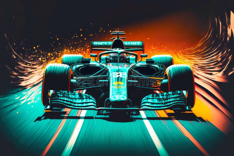 Driver of Car Accelerates on Track in Formula One Racing Championship ...