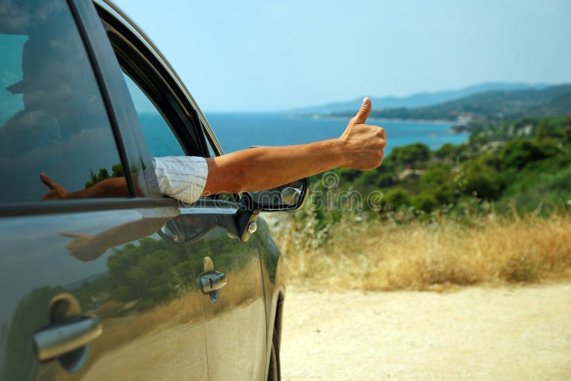 Driver in car at sea stock image. Image of driving, automobile - 213343667