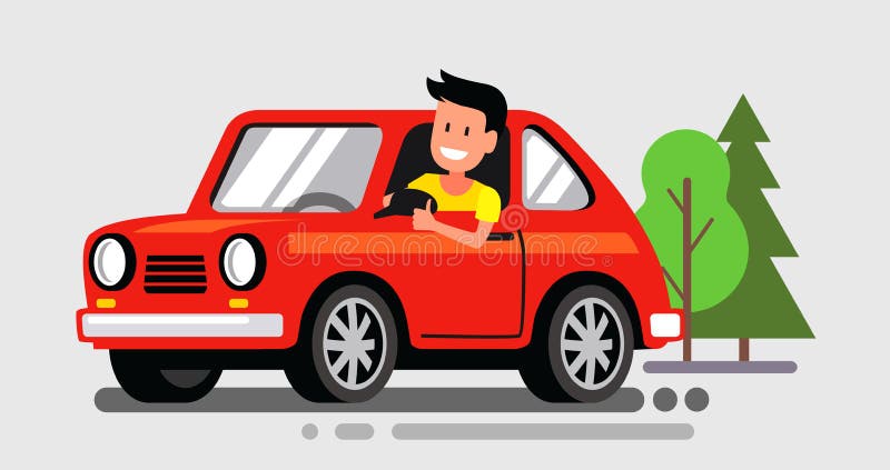 Driver with car stock vector. Illustration of automobile - 87955685