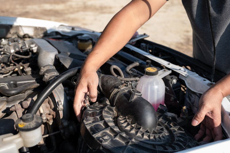 The Driver is Checking the Car before Traveling, Safety First Concept ...