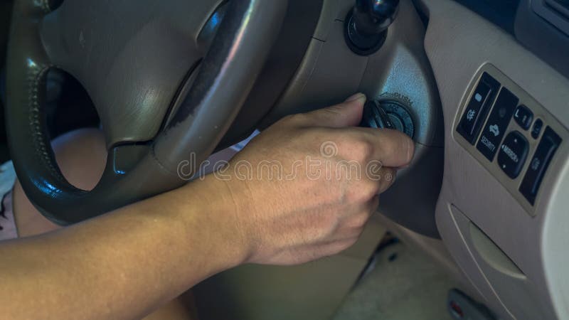 Driver Checking the Car before Used or Machanic Service Stock Image ...