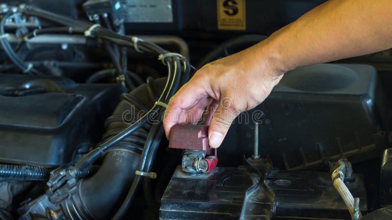 Driver Checking the Car before Used or Machanic Service Stock Photo ...