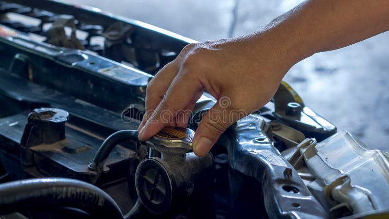 Driver Checking the Car before Used or Machanic Service Stock Image ...