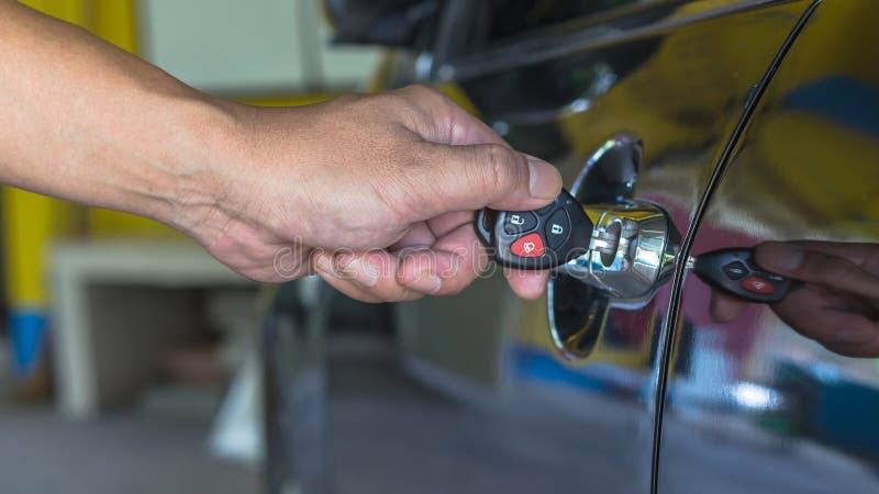 Driver Checking the Car before Used or Machanic Service Stock Photo ...