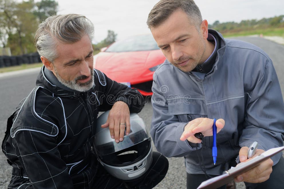 Driver and Coach Analysing Race Stock Photo - Image of power, driver ...