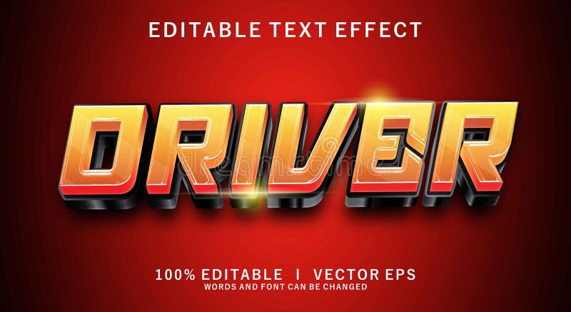 Driver 3d Vector Text Effect with Modern Style Design Stock ...