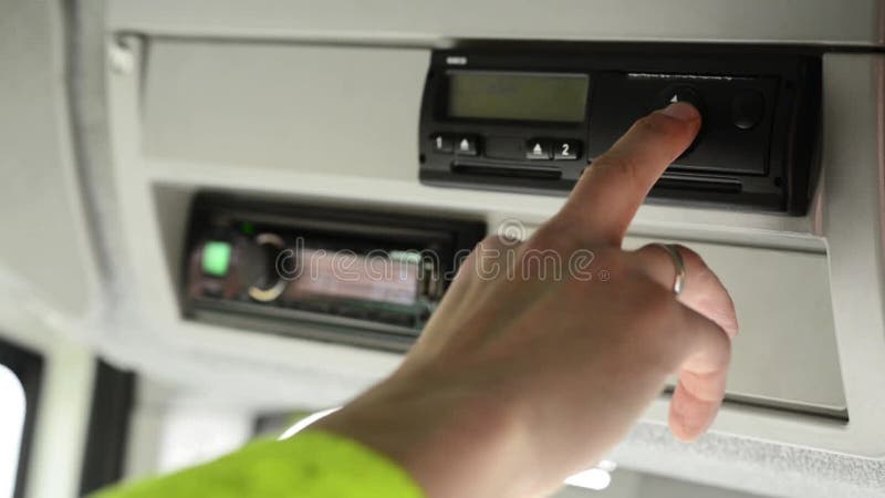 Driver Ejects Drivers Card Out of a Digital Tachograph Stock Footage ... Driver Ejects Drivers Card Out of a Digital Tachograph Stock Footage ...