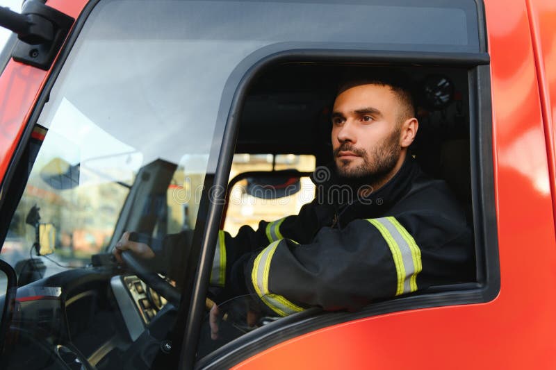 Driver of a Fire Truck in Action Stock Photo - Image of dangerous, fire ...