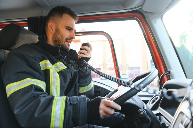 Driver of a Fire Truck in Action Stock Photo - Image of firefighting ...