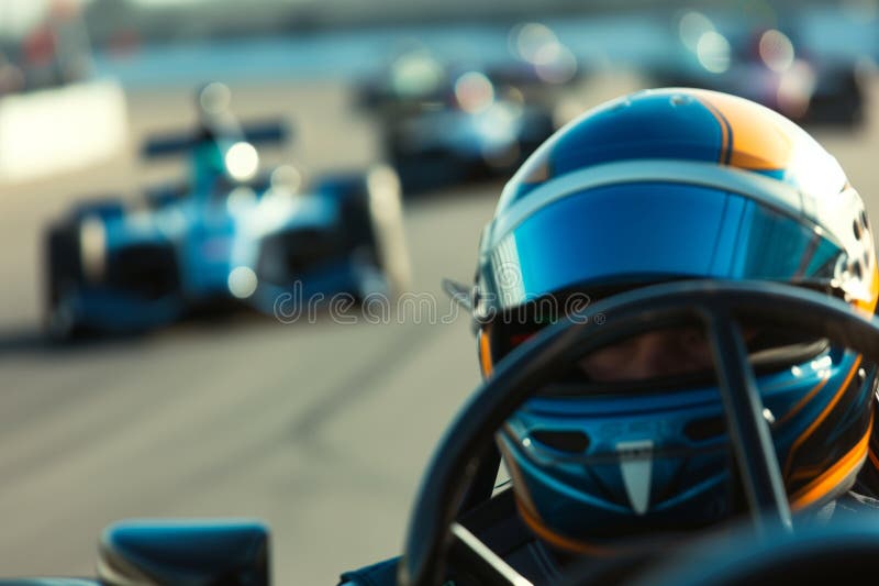 Driver in Focus, Cars Racing Out of Focus in the Background Stock Photo ...