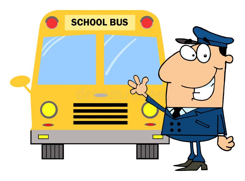 Driver in Front of School Bus Stock Vector - Illustration of caucasians ...