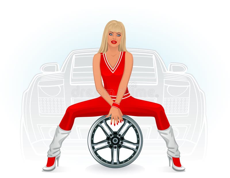 Driver girl stock vector. Illustration of machine, painted - 14041536