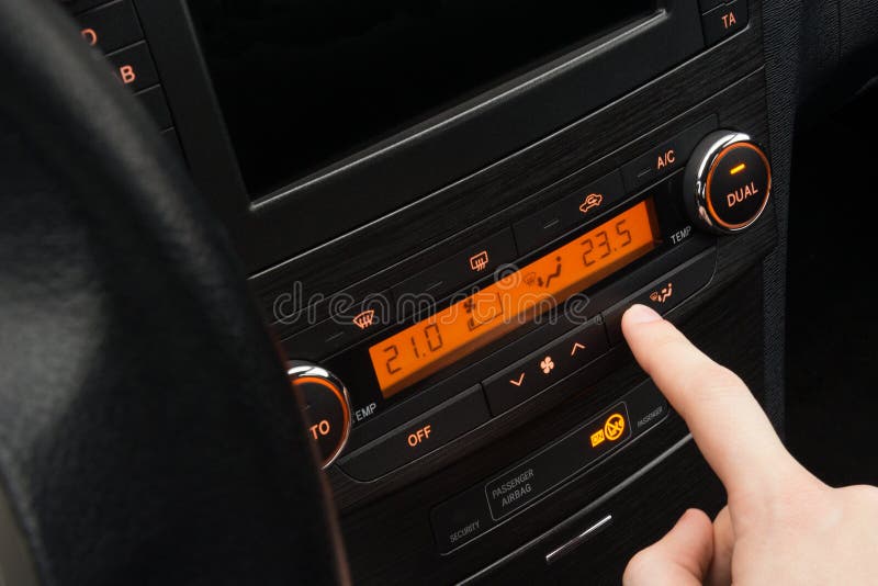Driver Hand Tuning Air Conditioning System Stock Photo - Image of ...