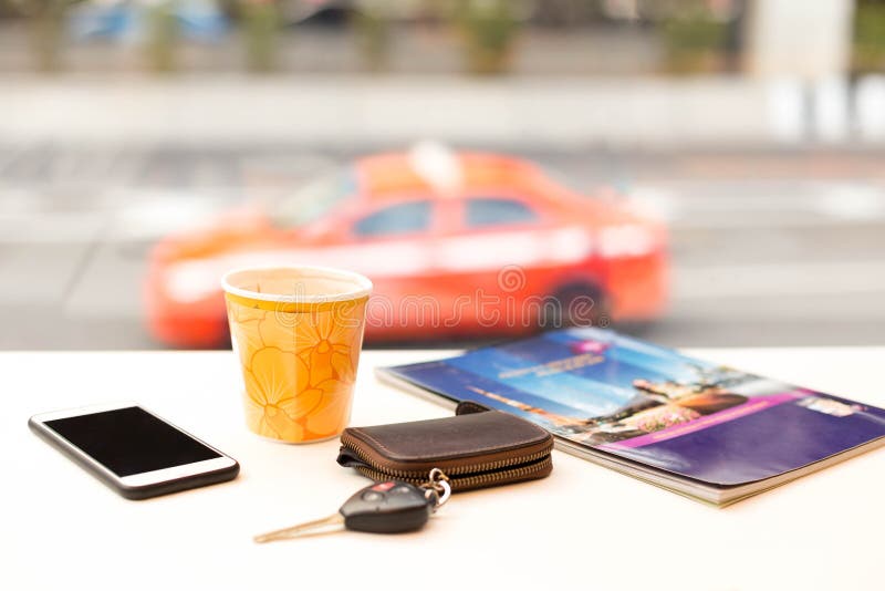 Driver Having a Coffee at Roadside Rest Area Cafe Stock Photo - Image ...