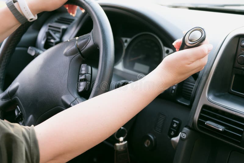 Driver Hold on To the Shift Lever of the Automatic Transmission on the ...