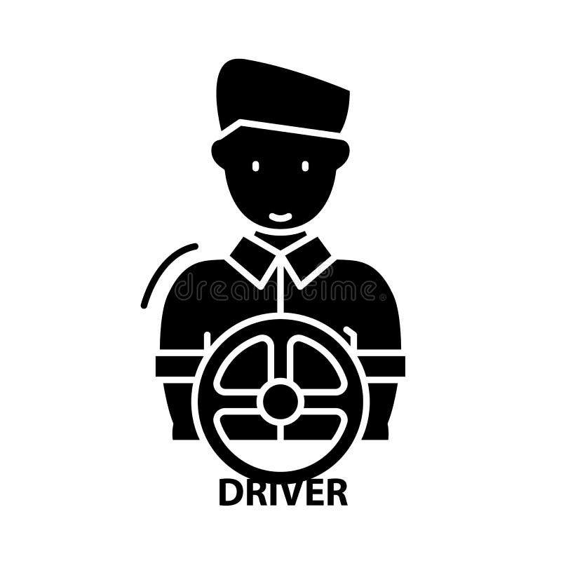 Driver Icon, Black Vector Sign with Editable Strokes, Concept ...