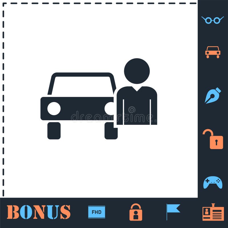 Driver icon flat stock vector. Illustration of drive - 145360329