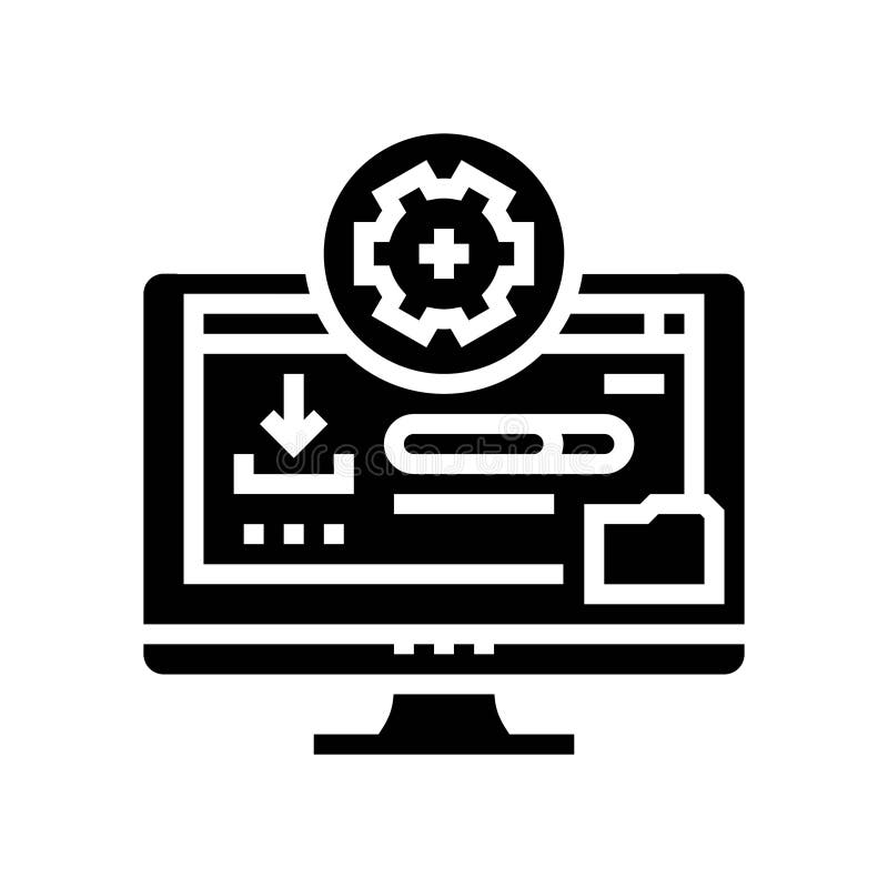 Driver Installation Repair Computer Glyph Icon Vector Illustration ...