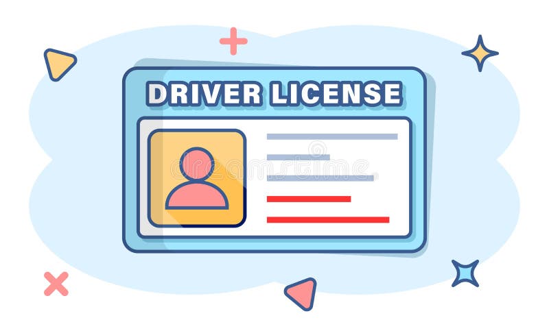 Driver License Icon in Comic Style. Id Card Cartoon Vector Illustration ...