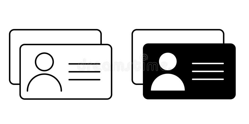 Driver License and ID Card Icon Set in Black and White Style for ...