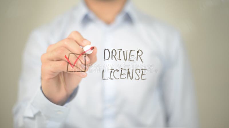 Driver License, Man Selecting on Transparent Screen Stock Photo - Image ...