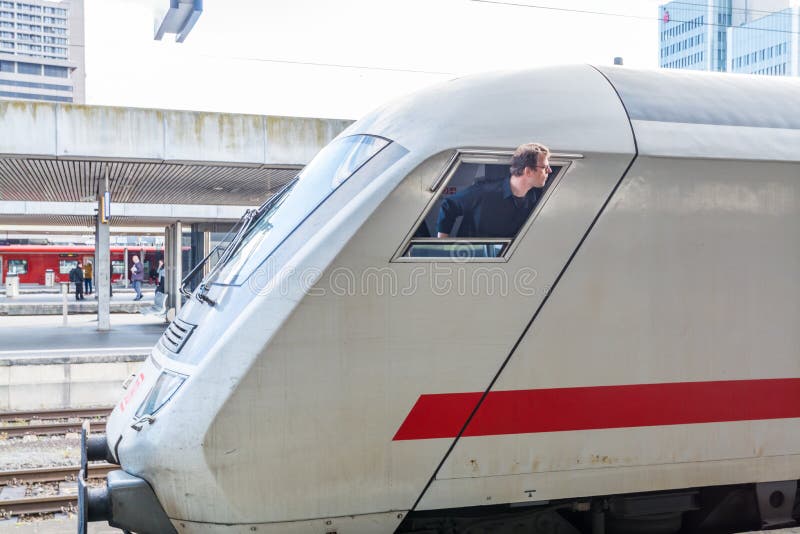 Driver Looking Out from a Window of a Bullet Train at the Central ...