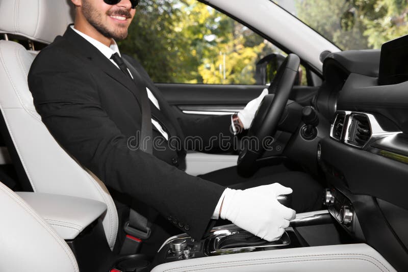 Driver in Luxury Car, Closeup Stock Image - Image of gloves, rich ...