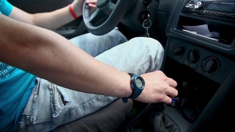 Driver Man Controls Auto and Switch Gears Stock Video - Video of ...