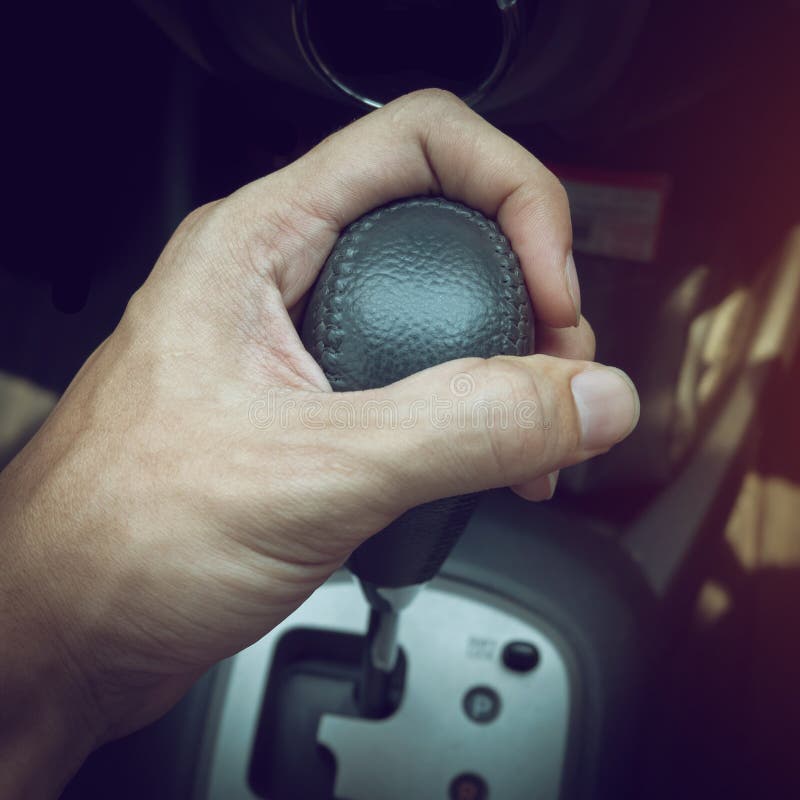 Driver Man Hand Holding Automatic Transmission Stock Image - Image of ...