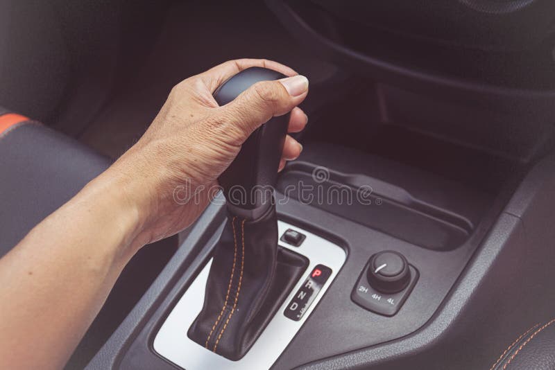 Driver Man Hand Holding Automatic Transmission Stock Photo - Image of ...