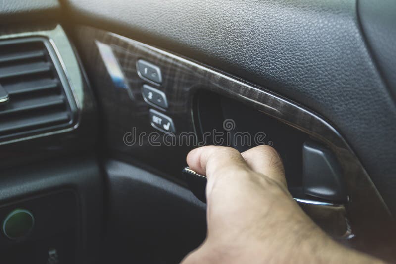 Driver Man is Opening Car Door Handle Stock Photo - Image of driver ...