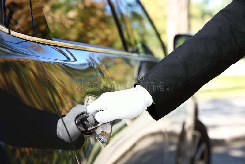 Driver Opening Car Door, Closeup Stock Photo - Image of luxury, closeup ...