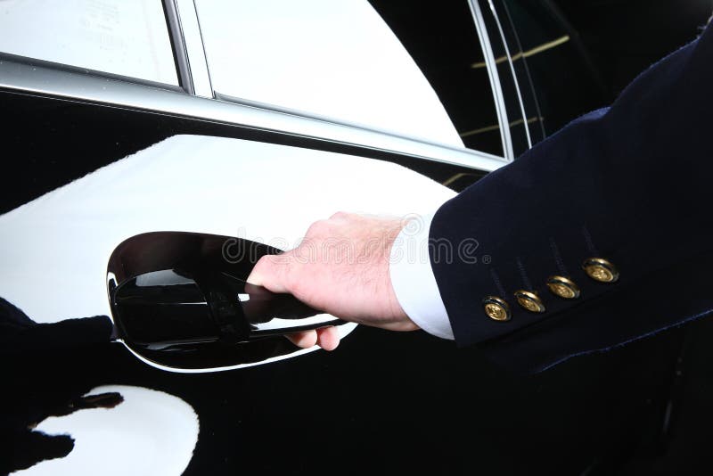 Driver Opening the Door of a Car Stock Photo - Image of lease, open ...