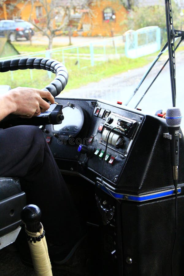 Driver Operating Passenger Bus. Man Driving Auto Stock Image - Image of ...