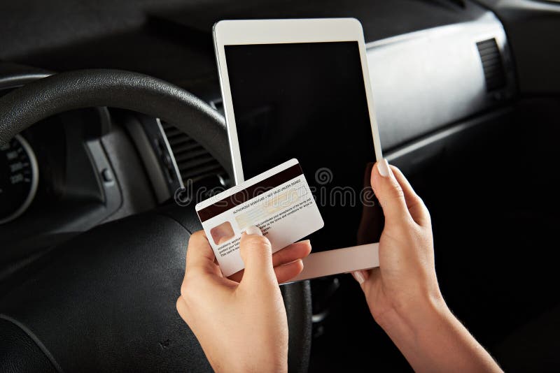 Driver Pay with Credit Card Stock Image - Image of auto, driver: 76062165