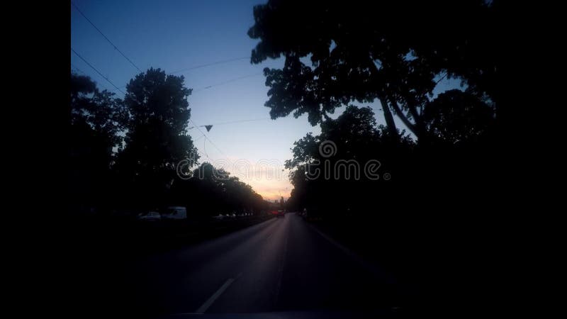 Driver Perspective View through the Windshield while Driving Stock ...