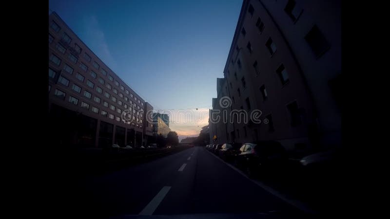 Driver Perspective View through the Windshield while Driving Stock ...