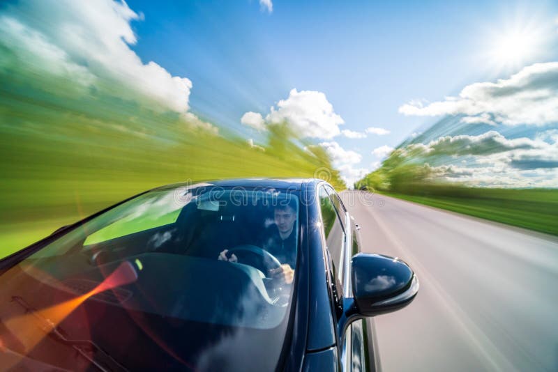 Driver Point of View in Car`s Windshield on Countryside. Stock Photo ...