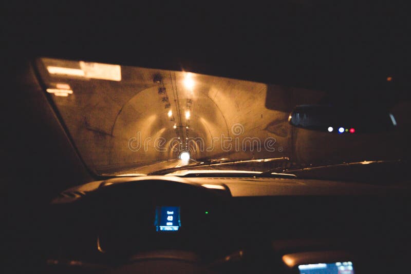 Driver Point of View in Highway Tunnel Stock Photo - Image of ...