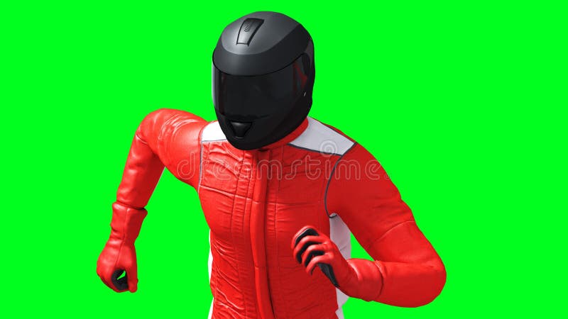 Driver, Racer Isolate on Green Screen. 3d Rendering. Stock Illustration ...