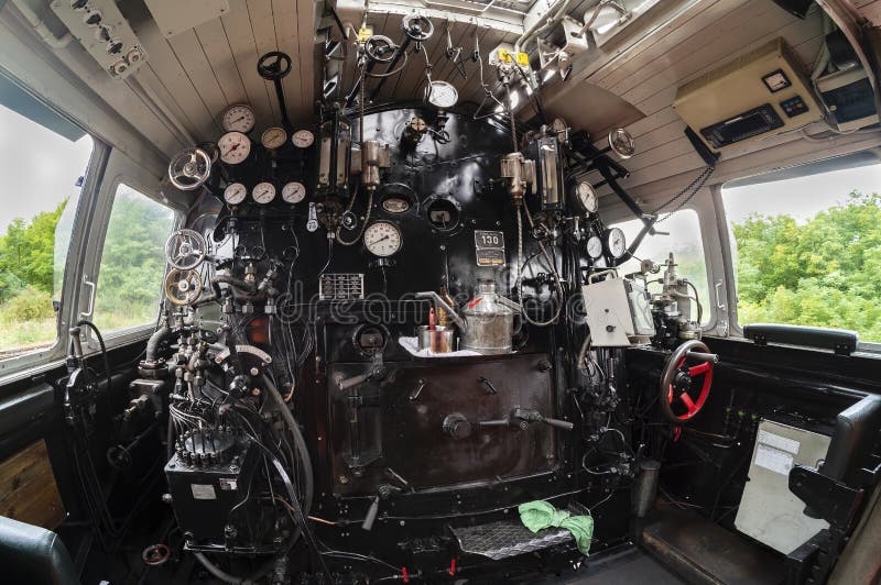 Driver`s Cab of an Old Steam Locomotive Stock Image - Image of mechanic ...