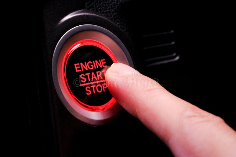 The Driver S Hand is Pressing the Car Start Button. Concept of ...