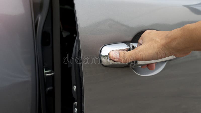 Driver S Hand Pulls the Car Door. Stock Image - Image of industry ...