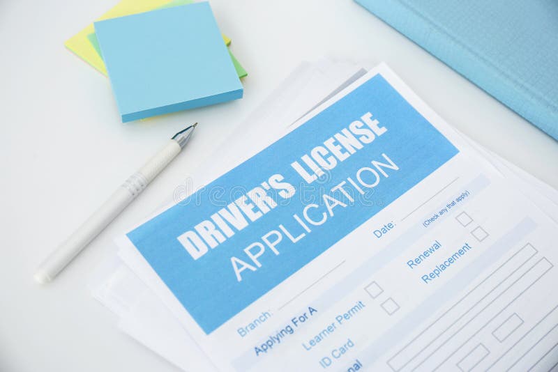 Driver`s License Application Form and Stationery on White Table Stock ...