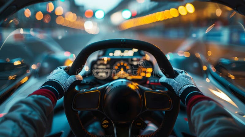Driver S Perspective in a Car at Night. Stock Image - Image of driver ...