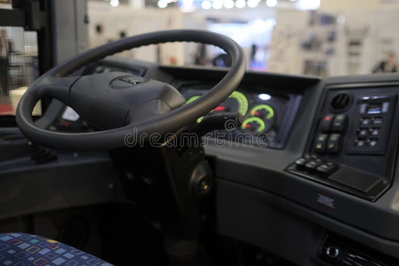 Driver`s place of a bus stock image. Image of public - 131490263